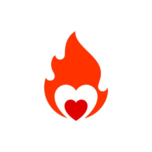 Fire flame hot heart symbol Royalty Free Vector Image