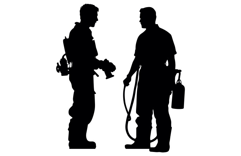 Fireman and plumber silhouette wearing Royalty Free Vector