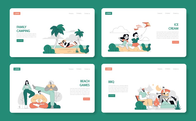 Summer activities flat Royalty Free Vector Image