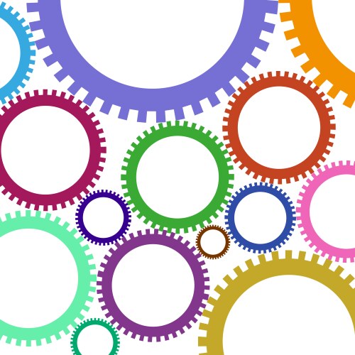 Colorful gears Royalty Free Vector Image - VectorStock
