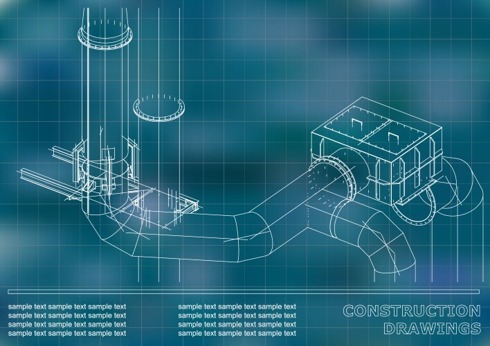 Construction drawings 3d metal pipes Royalty Free Vector