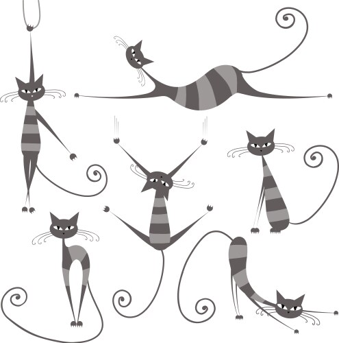 Cartoon striped cats Royalty Free Vector Image