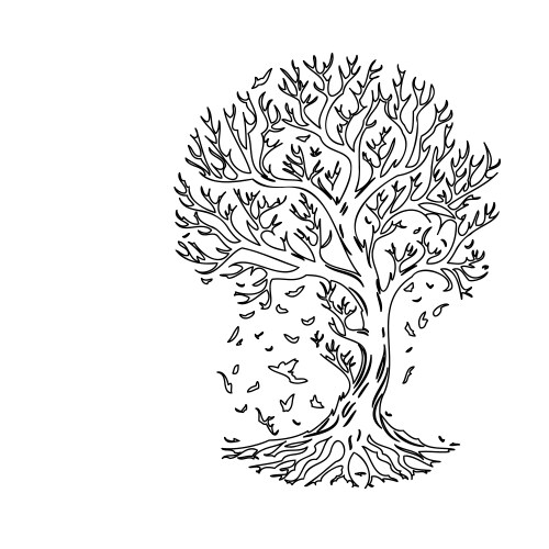 Haunted tree outline sketch Royalty Free Vector Image