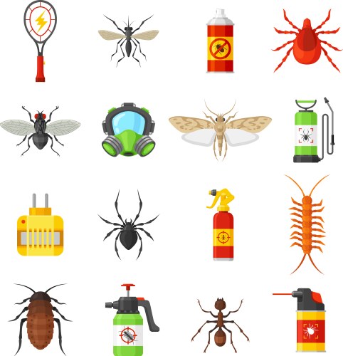 Pest control icons on white background Royalty Free Vector