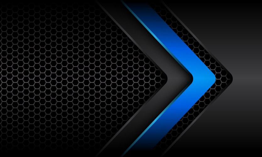 Blue metallic line overlap on dark hexagon mesh Vector Image