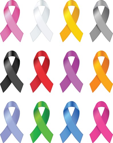 Six awareness ribbons Royalty Free Vector Image