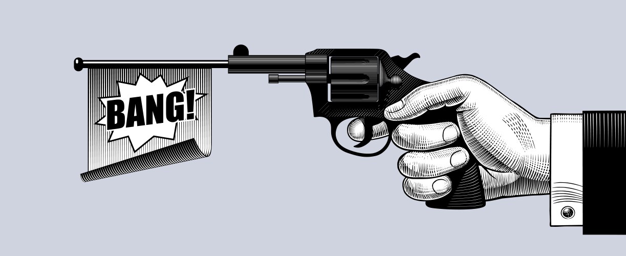 Hand with gun control using both hands Royalty Free Vector