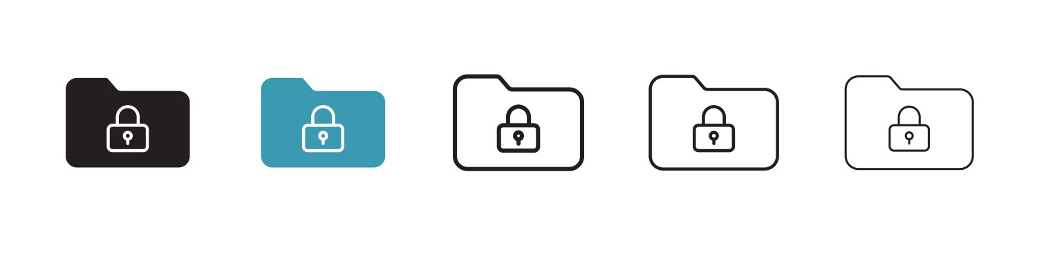 Secret folder icon set confidential data secure Vector Image