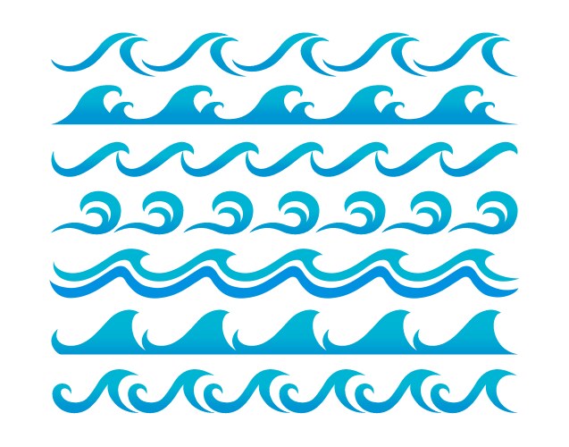 Ocean and sea waves set Royalty Free Vector Image