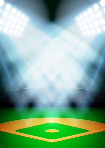 Baseball field at night Royalty Free Vector Image