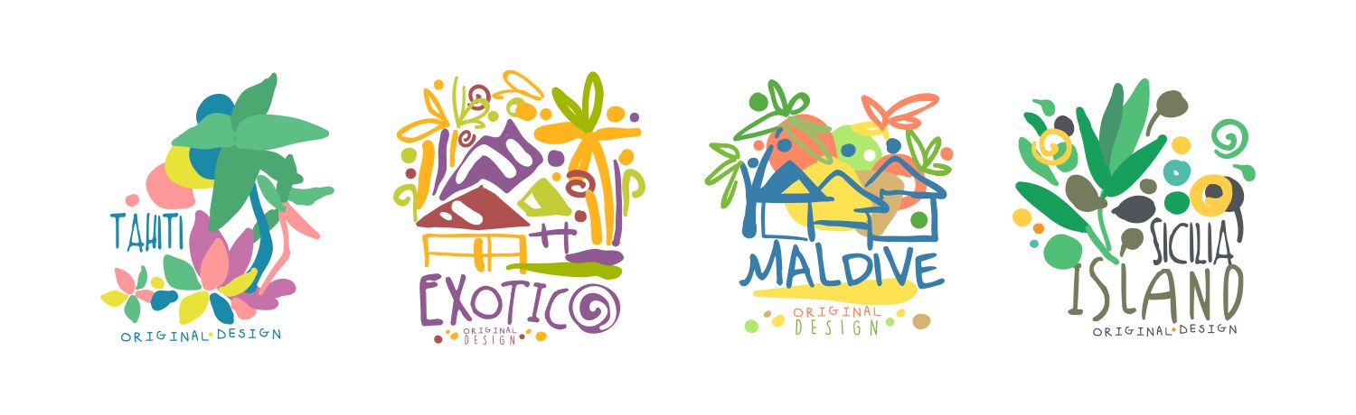 Exotic original design label and logo set Vector Image