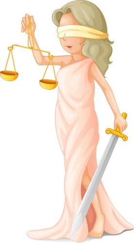 Lady justice holding scale and sword with hand Vector Image