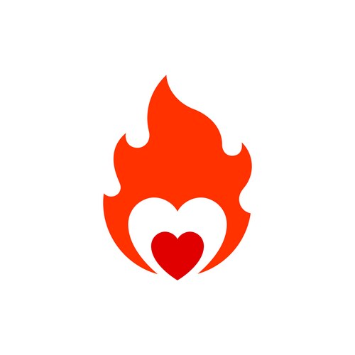 Fire flame hot heart symbol Royalty Free Vector Image