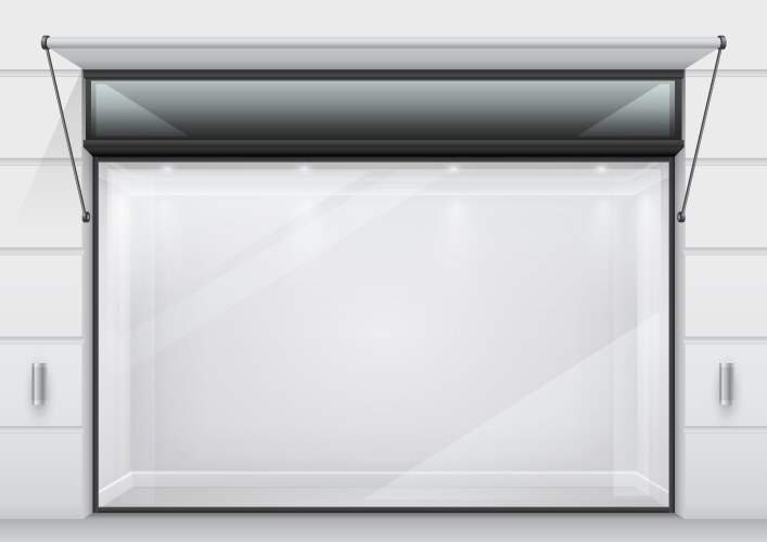 Glass display showcase stand with shelf and light Vector Image