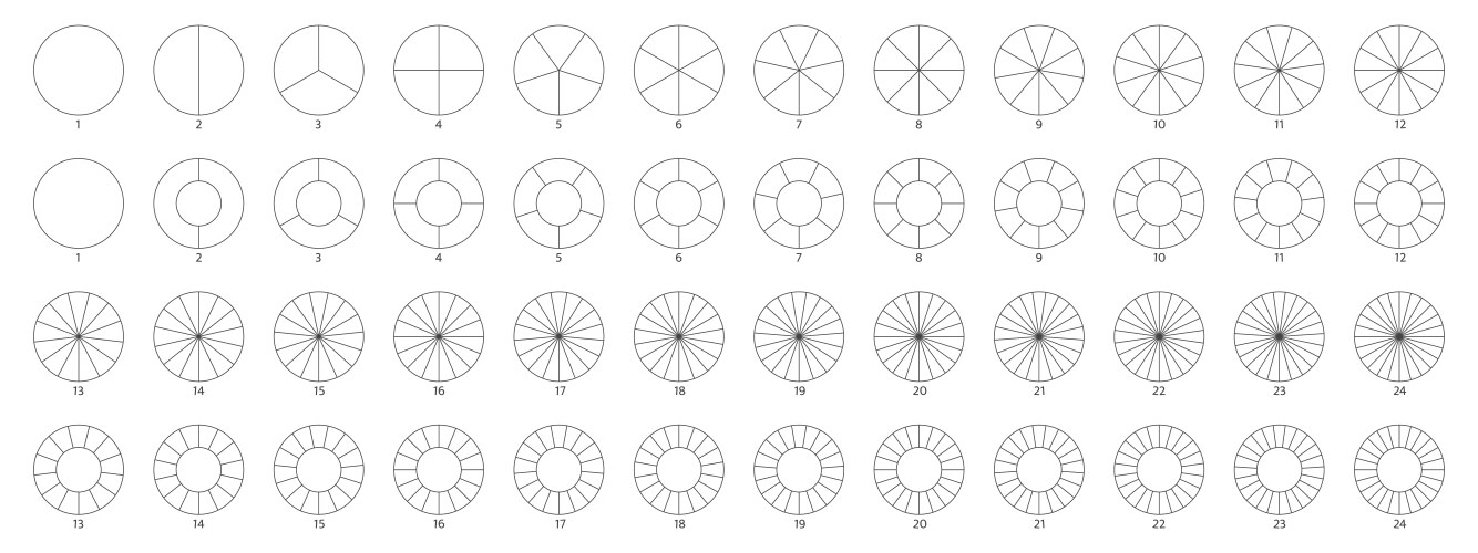 Pie chart set diagram collection with sections Vector Image