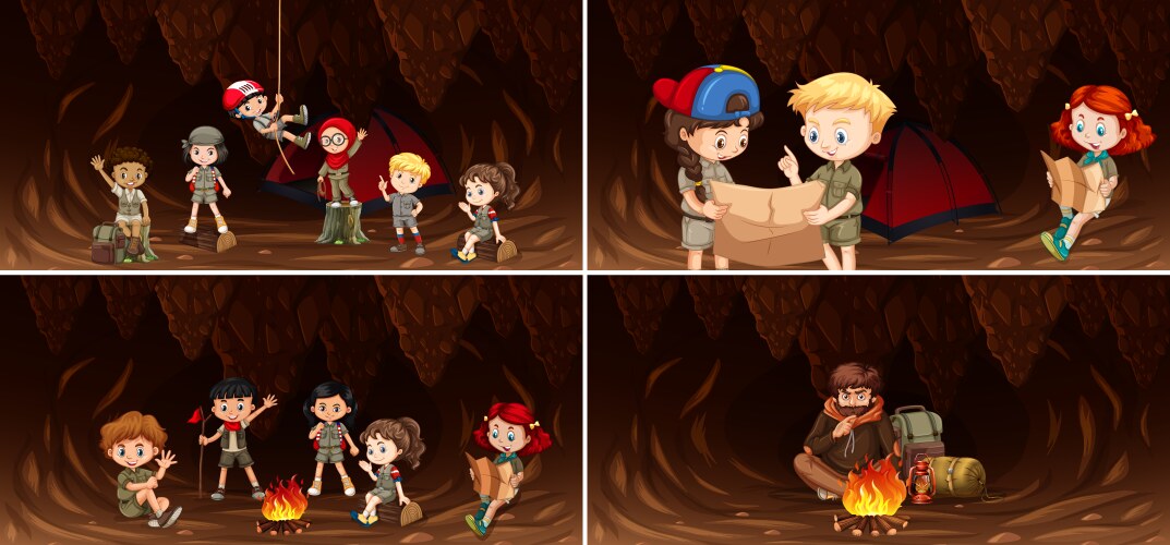Cartoon the cave with stalactites Royalty Free Vector Image