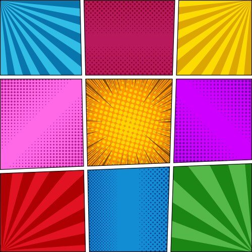 Comic book page template with different radial Vector Image