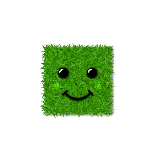 Green grass square field 3d face smile smiley Vector Image