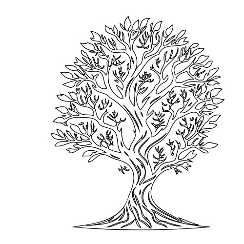 Haunted tree outline sketch Royalty Free Vector Image
