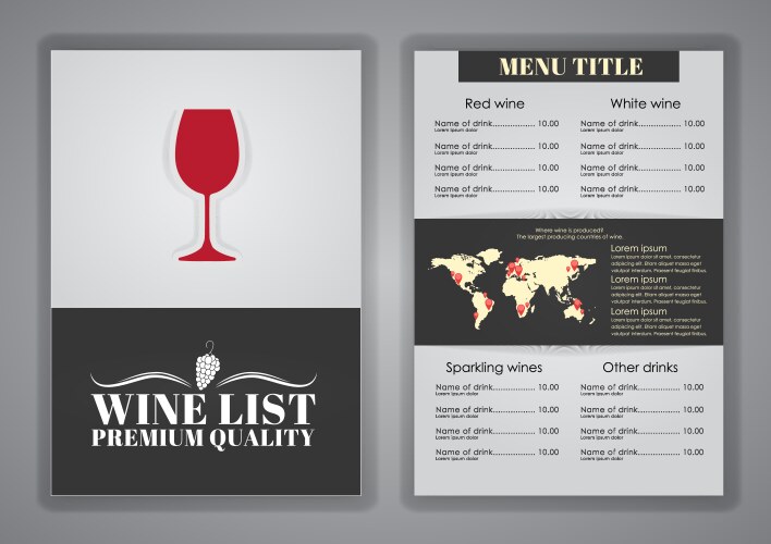 Modern restaurant wine menu design Royalty Free Vector Image