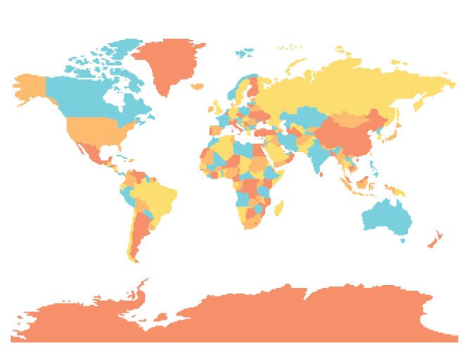 Simplified smooth border world map Royalty Free Vector Image