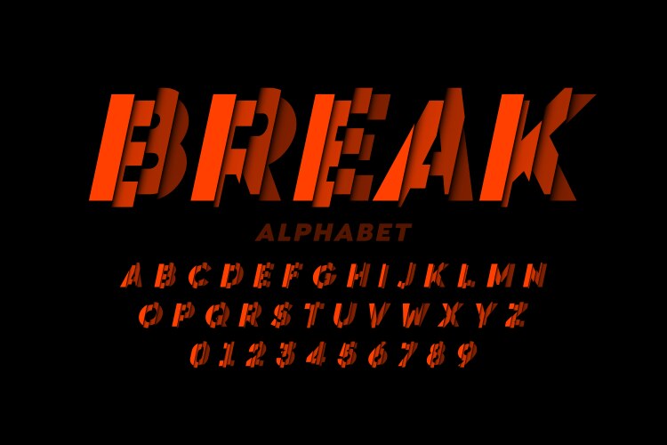 Damaged font design alphabet letters and numbers Vector Image