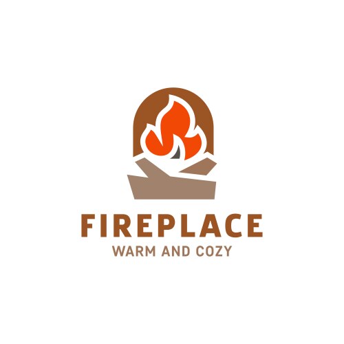 Fire in fireplace engraving Royalty Free Vector Image