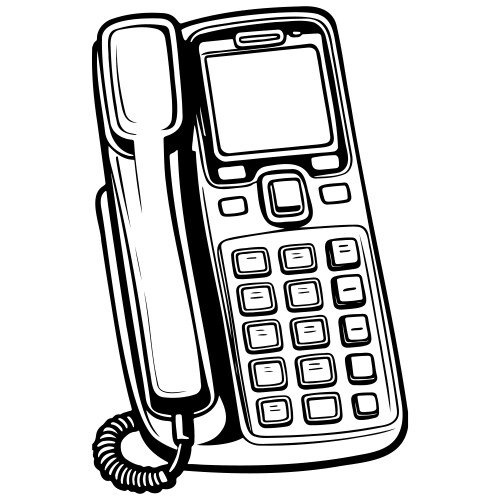 Phone engrave hand drawn line transparent Vector Image