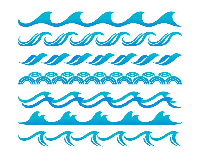 Ocean and sea waves set Royalty Free Vector Image