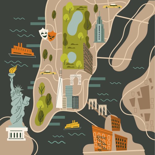 Hand drawn town map Royalty Free Vector Image - VectorStock