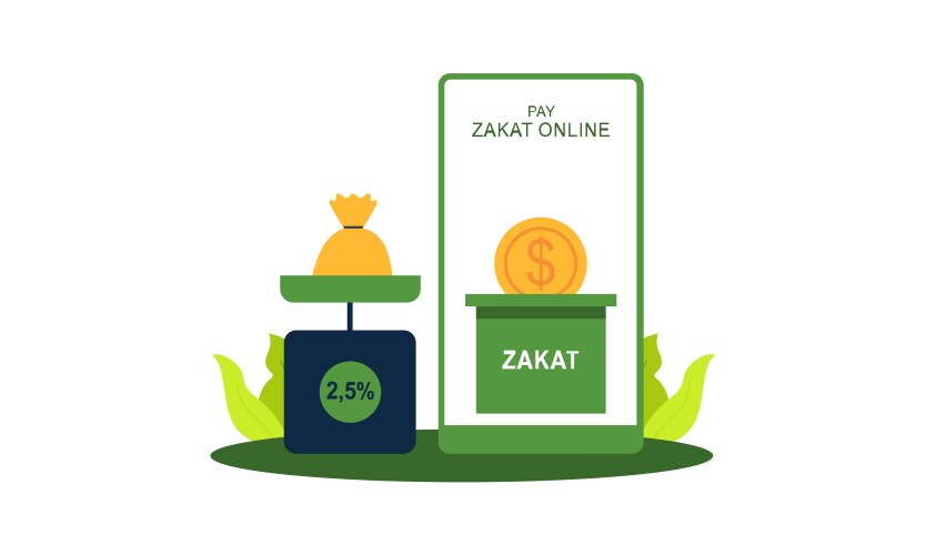 Pay zakat or online application for islamic Vector Image