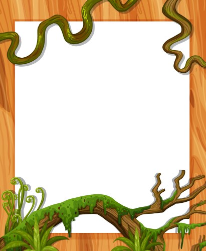 Wooden frame with moss and grass Royalty Free Vector Image