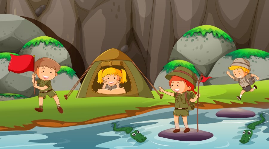 Kids camping clipart Vector Images & Graphics for Commercial Use ...