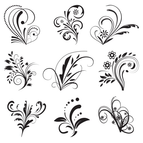 Black floral branch decorative filigree design Vector Image