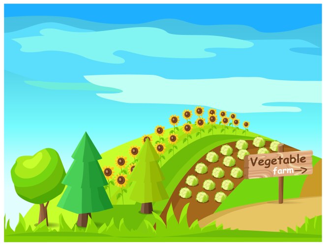 Vegetable field farm fence Royalty Free Vector Image