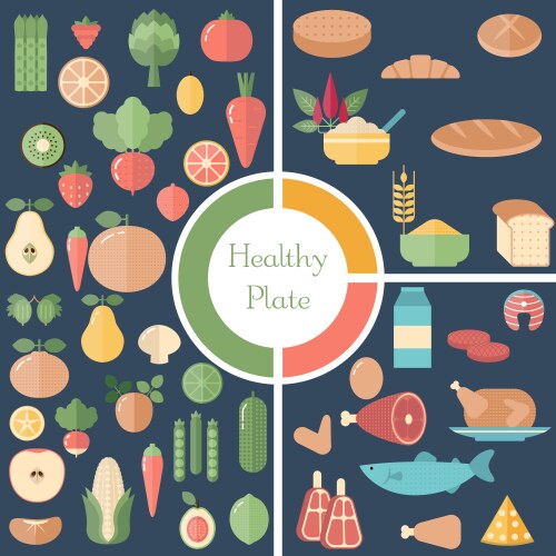 Healthy eating food plate Royalty Free Vector Image