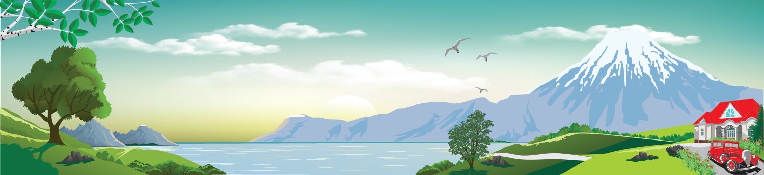 Beautiful grass field landscape view with trees Vector Image
