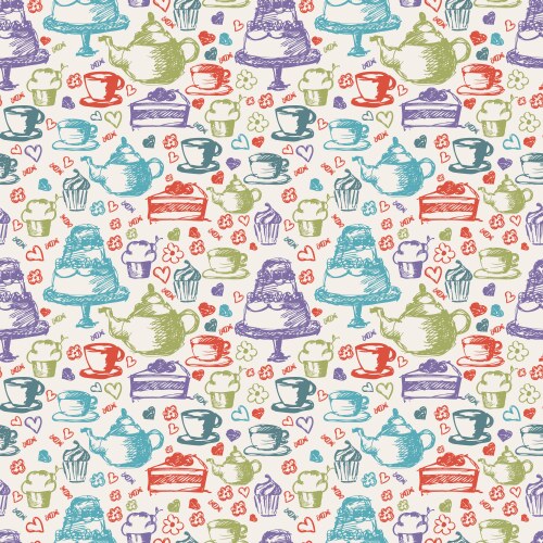 Tea with love pattern Royalty Free Vector Image