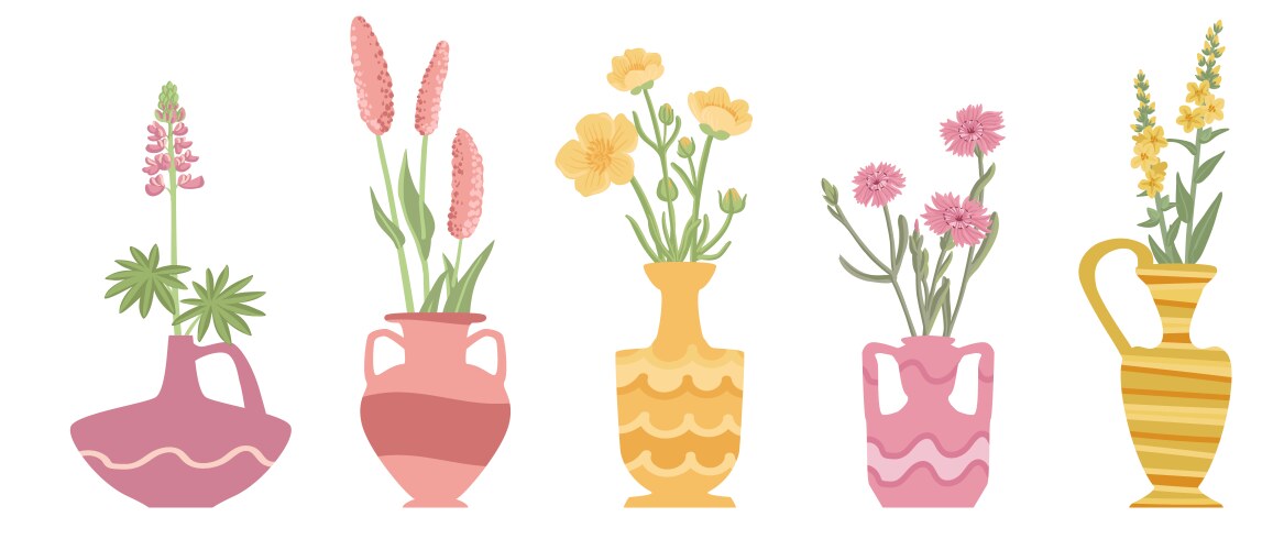 Drawing set of vase Royalty Free Vector Image - VectorStock