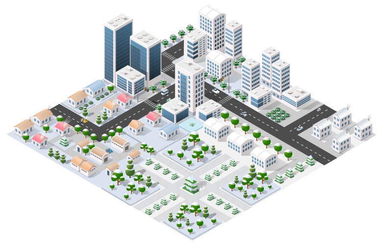 3d map isometric city Royalty Free Vector Image