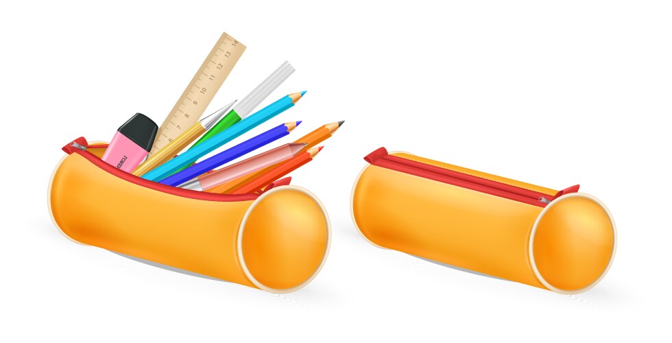 Realistic school icons set Royalty Free Vector Image