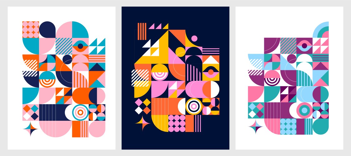 Abstract geometric patterns with minimal graphics Vector Image