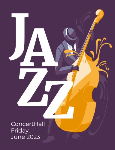 Jazz concert poster template with guitar shining Vector Image