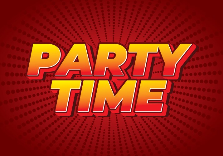 Party time text effect in 3d look with eye Vector Image