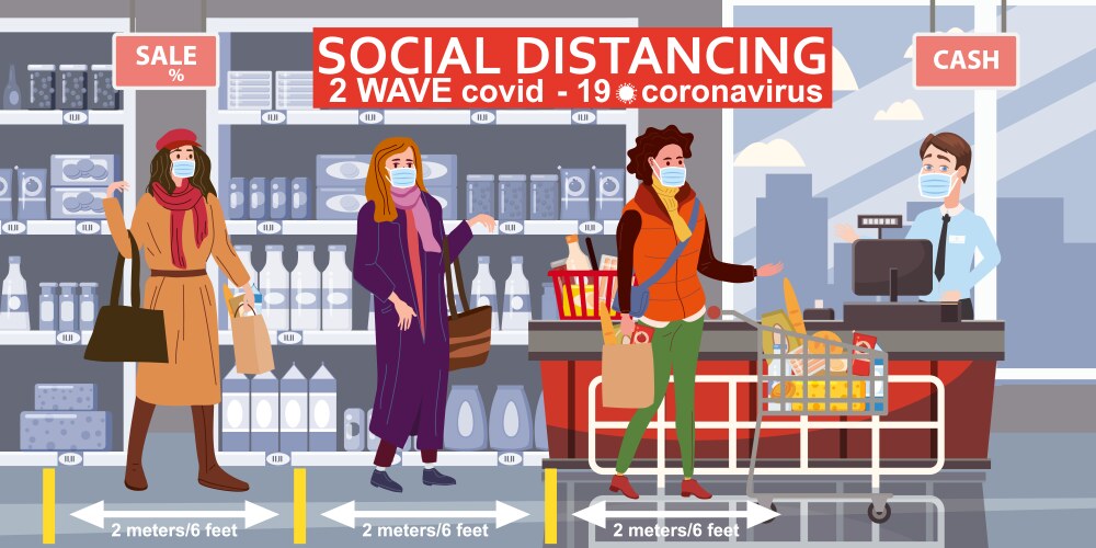 Cashier behind counter Royalty Free Vector Image