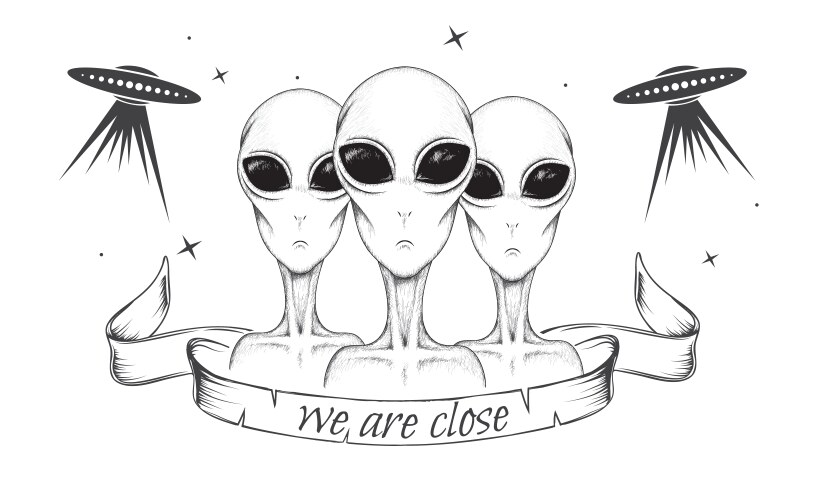 Wrecked crashed ufo sketch Royalty Free Vector Image