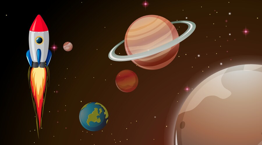 Cartoon solar system space planets moon sun Vector Image