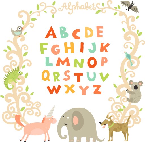 Children alphabet seamless pattern Royalty Free Vector Image