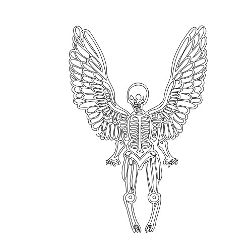 Skeleton angel outline sketch Royalty Free Vector Image