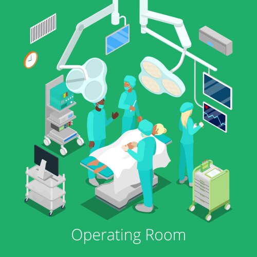 Surgeon in operating room with instruments icon Vector Image